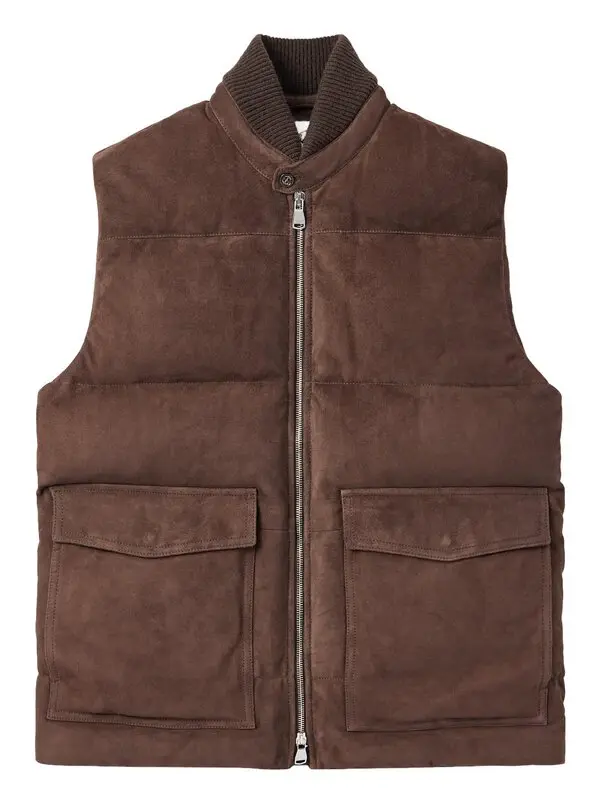 VALSTAR Locke Wool-trimmed Quilted Suede Down Gilet - Brown
