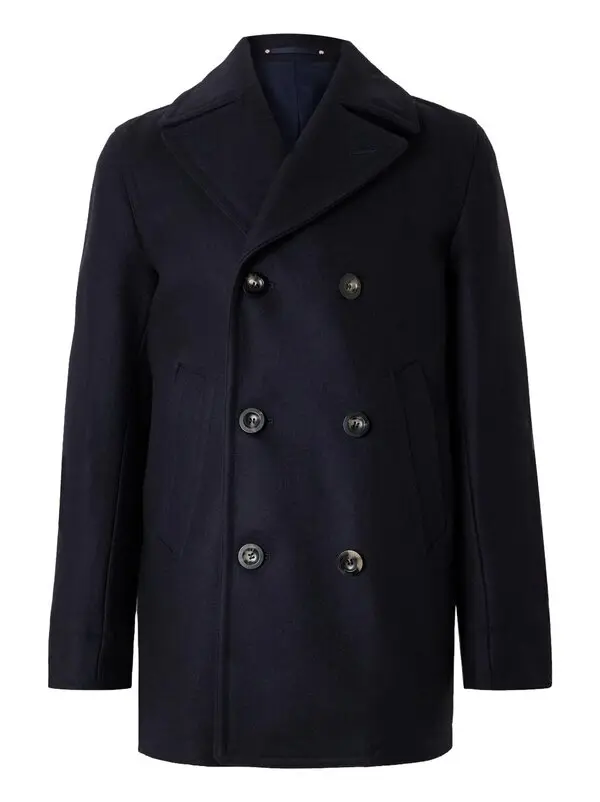 Private White V.c. The Manchester Wool Pea Coat - Blue