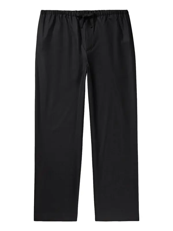 THE ROW Xon Straight-leg Virgin Wool-flannel Drawstring Trousers - Black