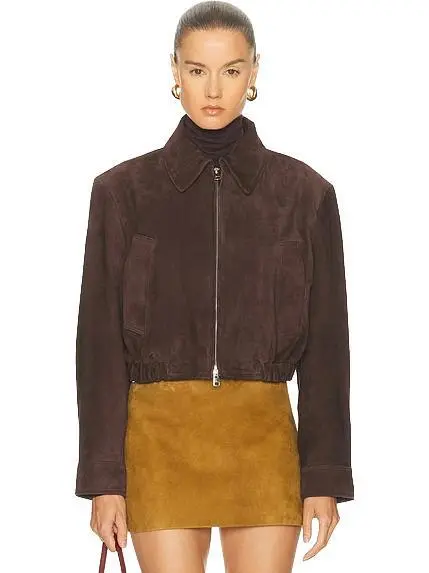 AGOLDE Nahlia Cropped Suede Jacket - Root