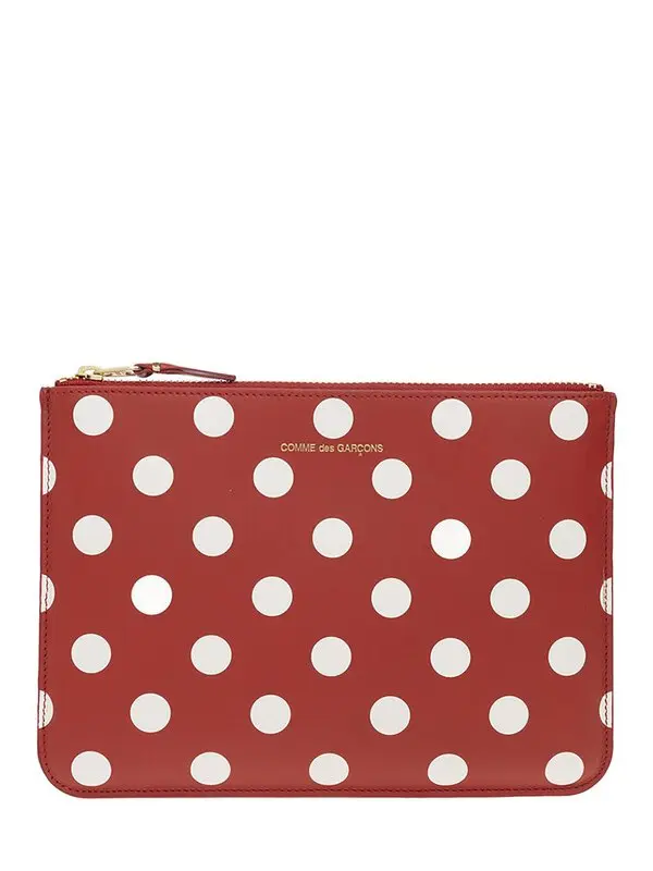 Comme Des Garçons Polka Dot Leather Pouch - Red