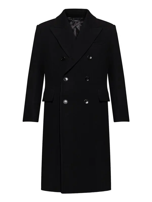 TOM FORD Double-breasted Wool Coat - Black