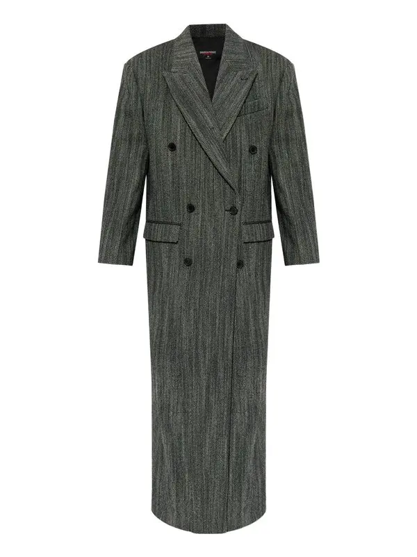 Dsquared2 X Magliano Herringbone Wool Coat - Grey