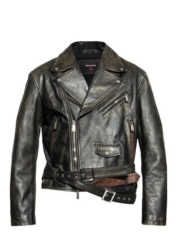 Dsquared2 X Magliano Leather Biker Jacket - Brown