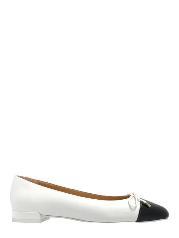 STUART WEITZMAN Sleek Bow Leather Ballet Flats - Cream