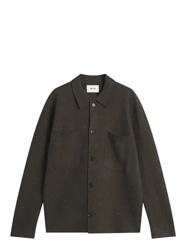 Nn07 Jonas Boiled Wool Overshirt - Dark Army