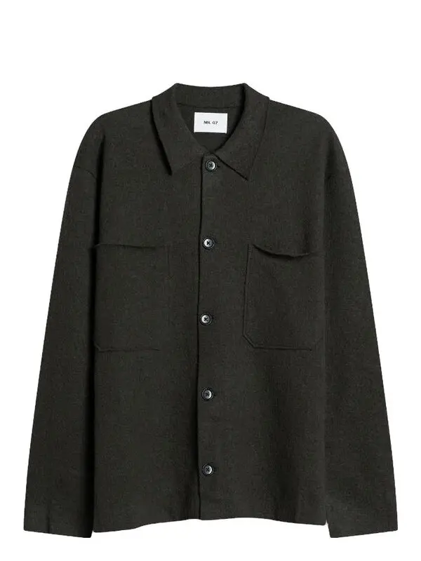 Nn07 Jonas Boiled Wool Overshirt - Dark Army