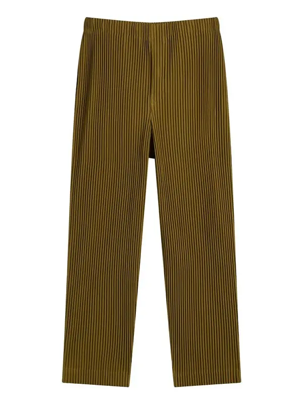 Issey Miyake Pleated Straight Trousers - Olive Khaki