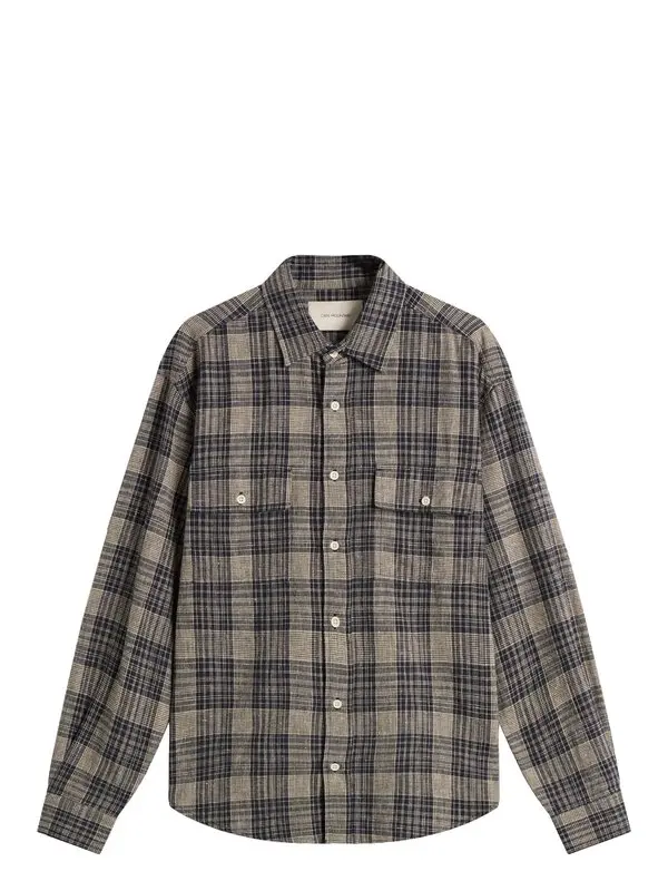 CAFÉ MOUNTAIN Double Pocket Heritage Shirt - Navy Slub Check