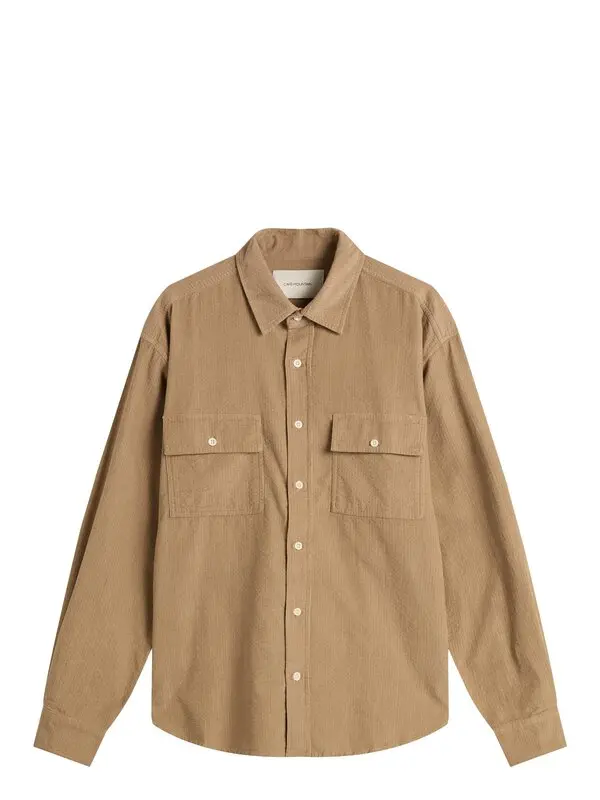 CAFÉ MOUNTAIN Double Pocket Seersucker Cord Heritage Shirt - Oat