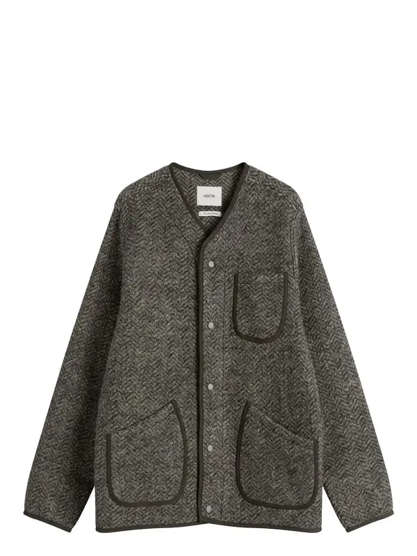 KESTIN Neist Cardigan - Moss Herringbone Wool