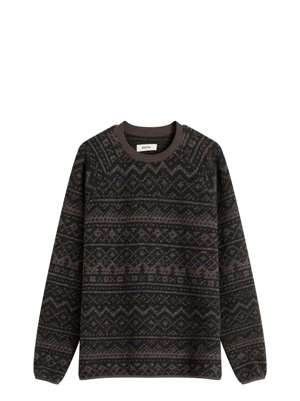 KESTIN Junction Knitted Fairisle Sweatshirt - Peat/black