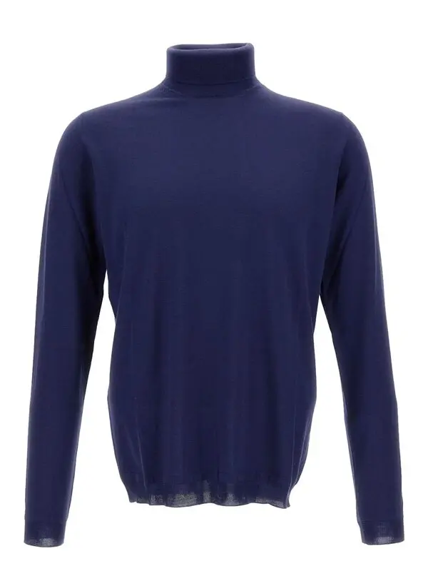 GOES BOTANICAL Maglia Collo Alto Lana Extra Fine - Blu