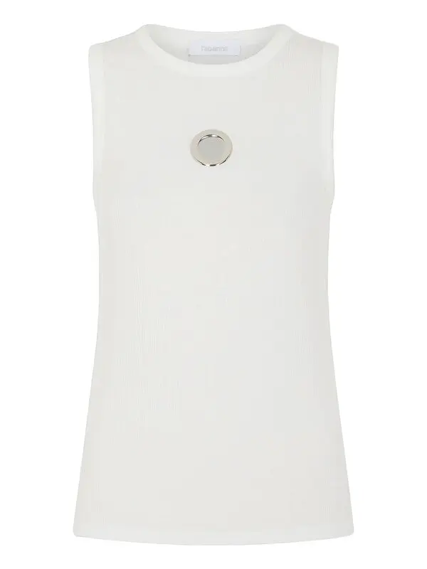 Rabanne Logo Metallic Tank Top - White