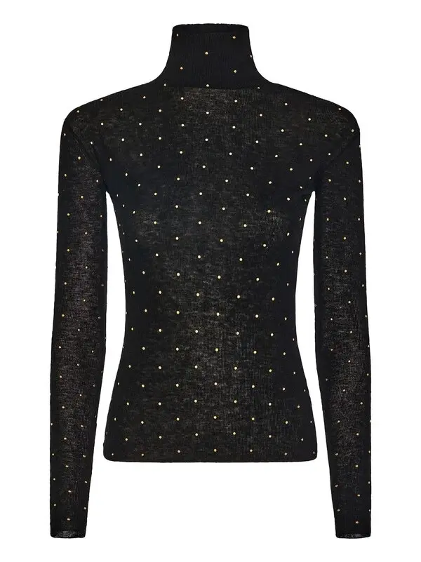 Rabanne Turtleneck Sweater With Appliqués - Black