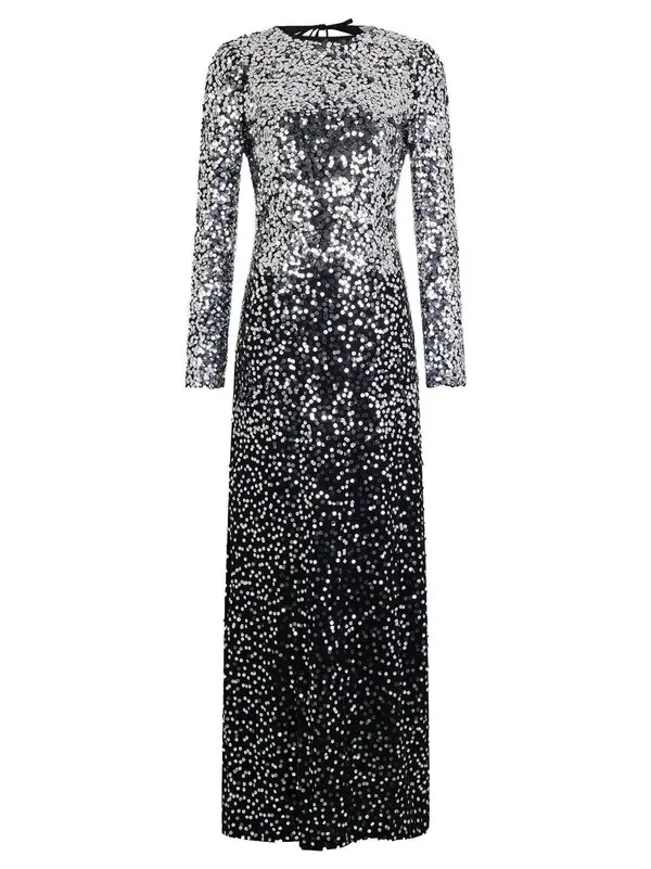 Rabanne Sequined Long Dress - Black