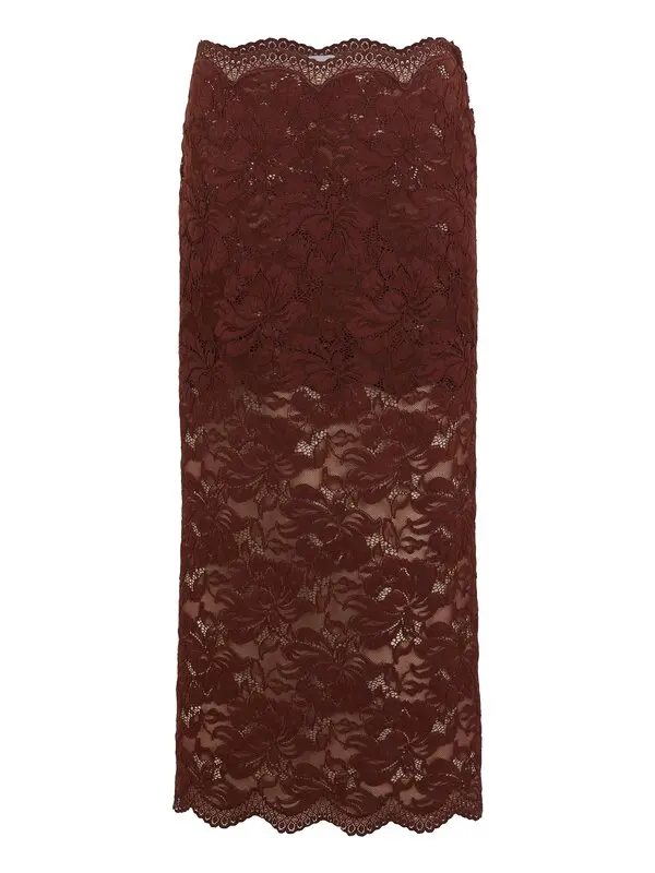 Rabanne Lace Midi Skirt - Brown