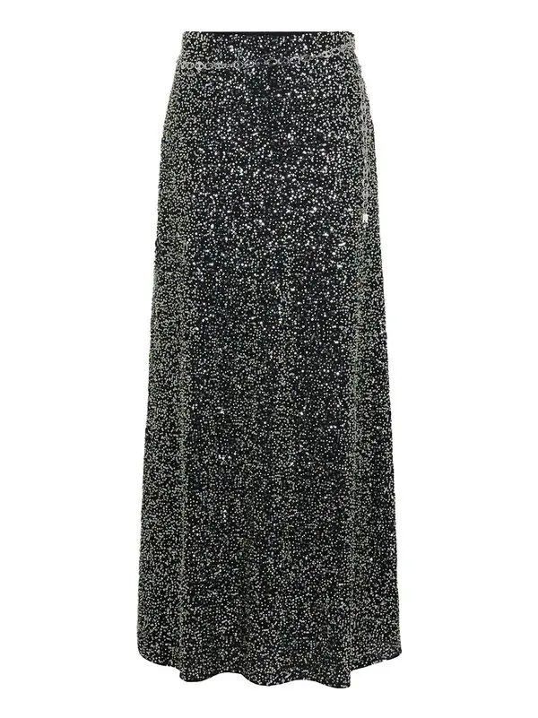 Rabanne Long Skirt With Appliqués - Black