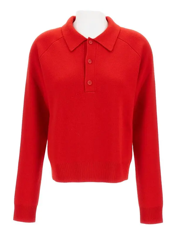 META CAMPANIA COLLECTIVE Merino Wool Polo Shirt - Red
