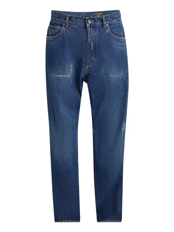 Dolce & Gabbana Relaxed-fit Jeans With Logo Plaque - Blue