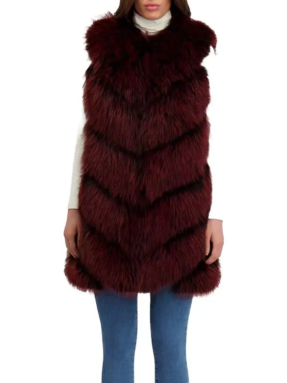 LYLA GRANT Fur-free Fox Vest - Wine