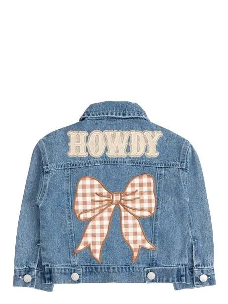 SWEET WINK Gingham Bow Patch Jacket - Denim