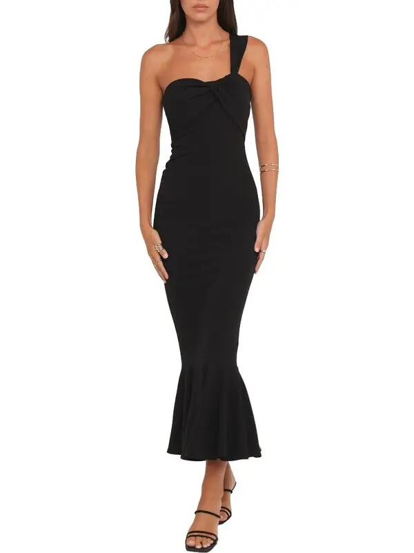 PETAL & PUP Sasha One-shoulder Maxi Dress - Black