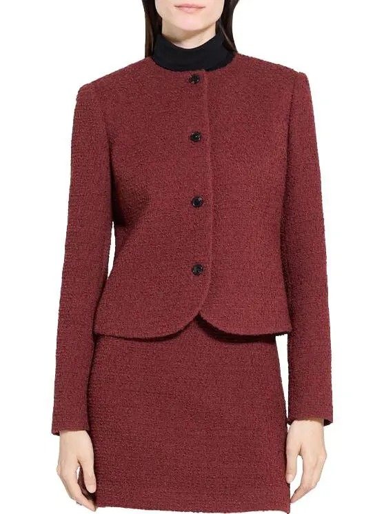 Theory Tweed Jacket - Oxblood Red