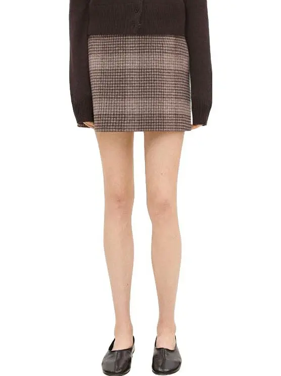 Theory Plaid Wool And Cashmere Miniskirt - Mahogany Multi