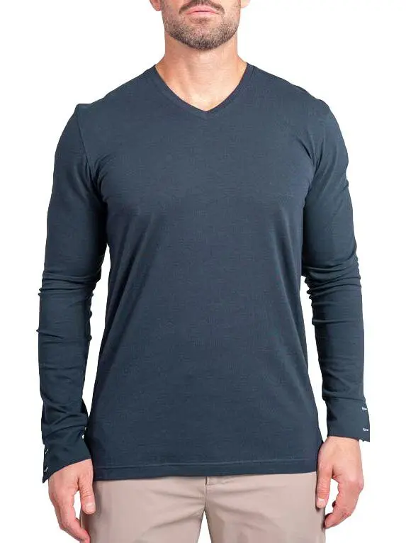 MACEOO Edison Ascension V-neck Long-sleeve T-shirt - Blue