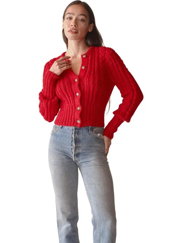 HMD Audrey Baby Alpaca Blend Cardigan - Red Sumac