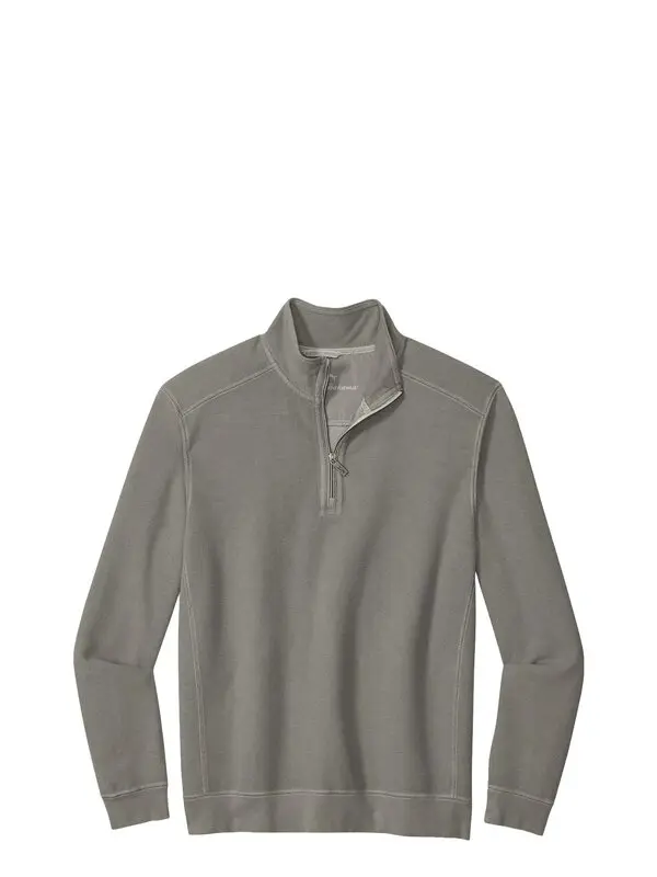 Tommy Bahama Textured Cotton & Lyocell Half Zip Pullover - Shadow