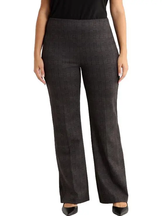 Lyssé Plaid High-waist Ponte Knit Pants - Am Plaid