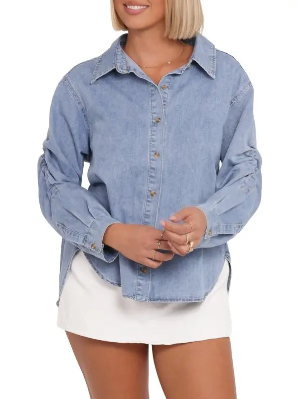 PETAL & PUP Antonella Denim Button-up Shirt - Denim Blue