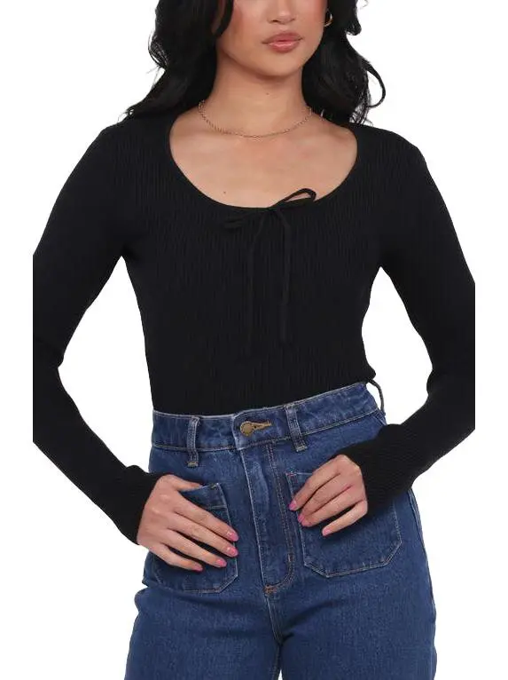 PETAL & PUP Cooper Ribbed Scoop Neck Sweater - Black