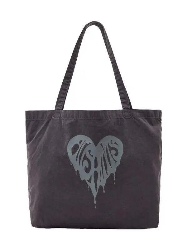 ALLSAINTS Tripp Heart Logo Cotton Canvas Tote - Washed Black