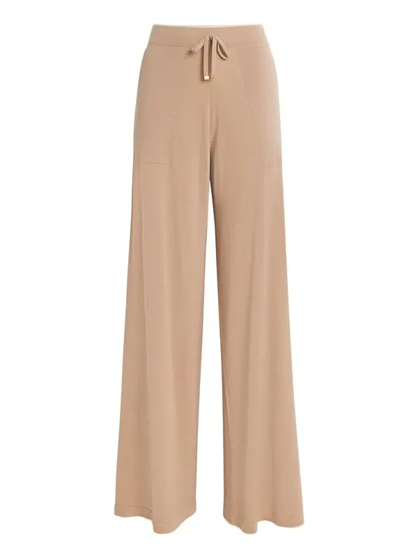 Eleventy Wool Drawstring Wide-leg Trousers - Beige