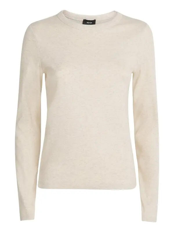 ME+EM Cotton-blend Ribbed Long-sleeve Top - Ivory