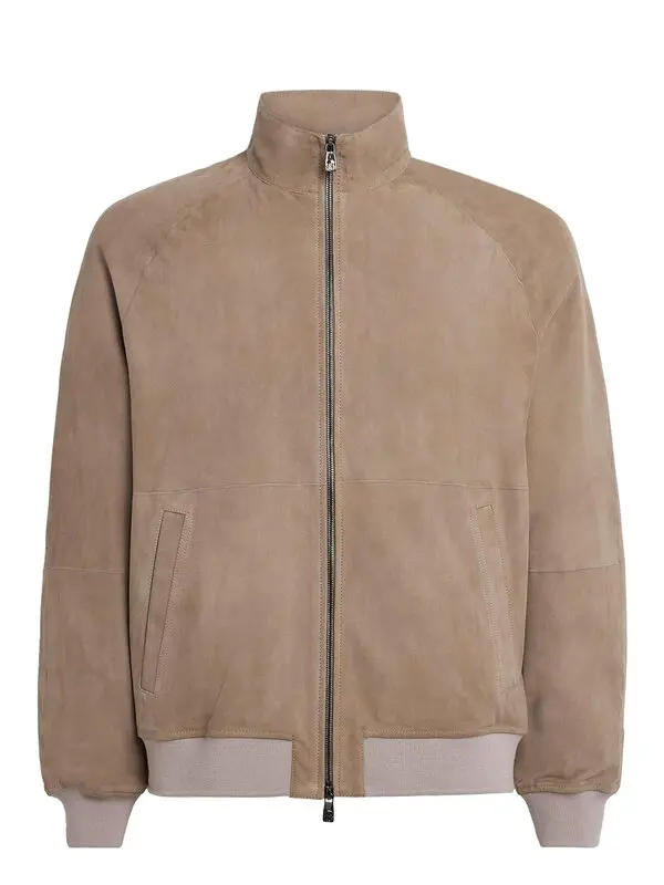 Corneliani Suede Padded Bomber Jacket - Grey