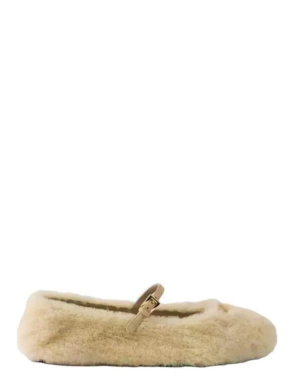 Prada Shearling Ballerina Flats - Neutrals