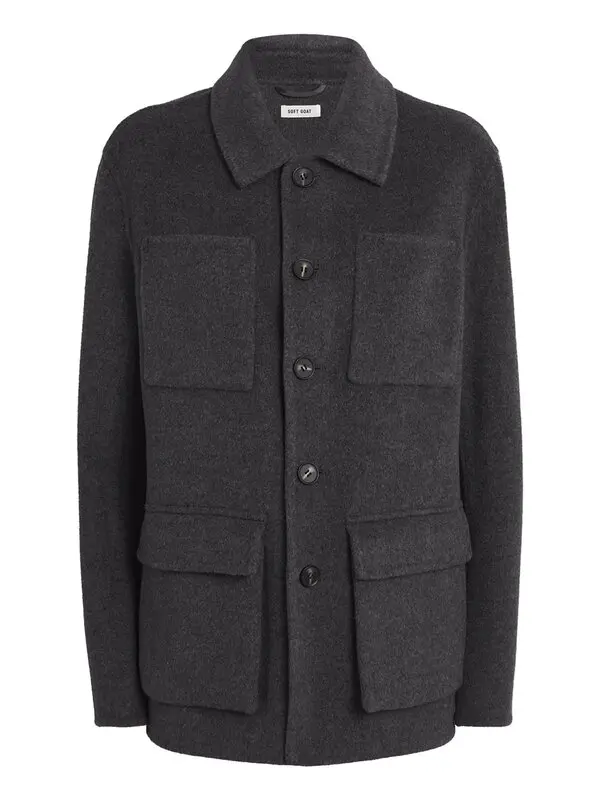 Soft Goat Wool-cashmere Signature Jacket - Grey