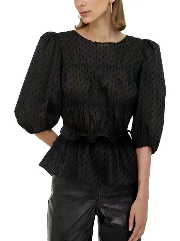 Day Birger Et Mikkelsen Textured Peplum Top With Open Back - Black