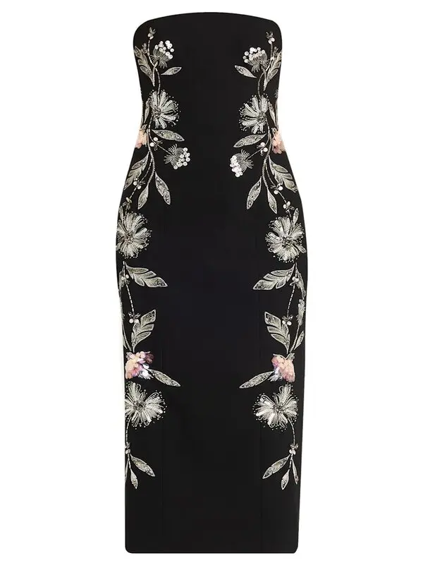 Cinq À Sept Floral Embellished Strapless Dress - Black/multi