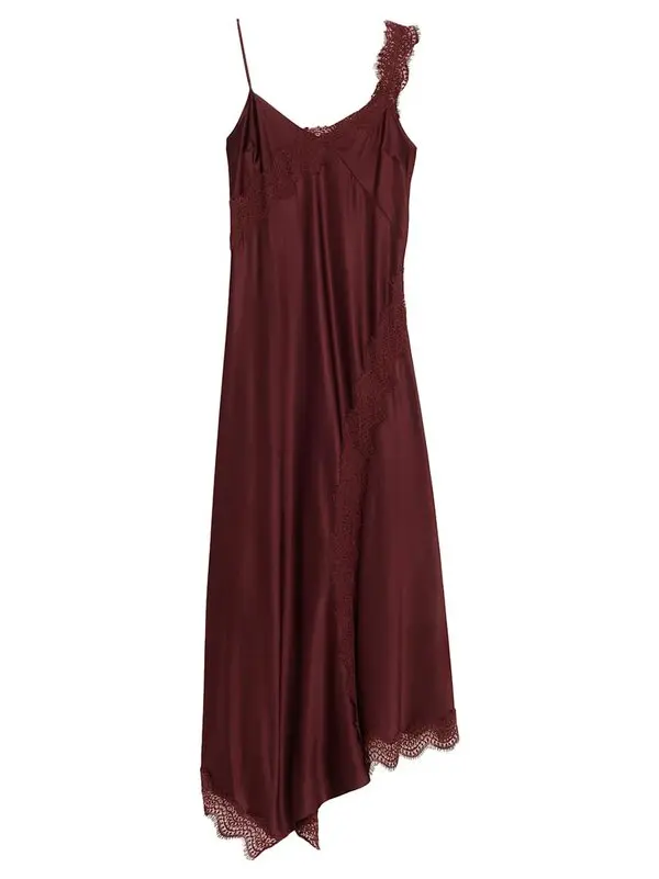 Veronica Beard Vernon Lace-trim Satin Slip Dress - Raisin