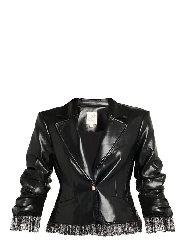 Cinq À Sept Lace-trim Vegan Leather Blazer - Black/black