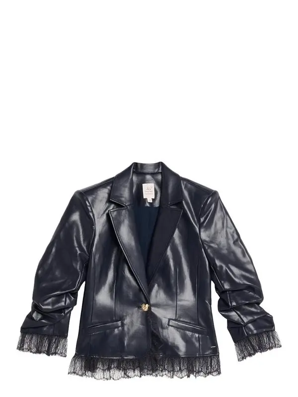 Cinq À Sept Lace-trim Vegan Leather Blazer - Navy/navy