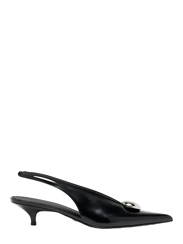 Proenza Schouler Dome Slash Leather Slingback Pumps - Black