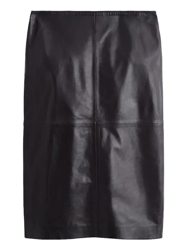 Cos Leather Pencil Midi Skirt - Brown