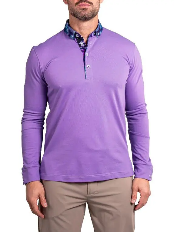 MACEOO Newton Ascension0007 Long Sleeve Button-down Polo - Purple