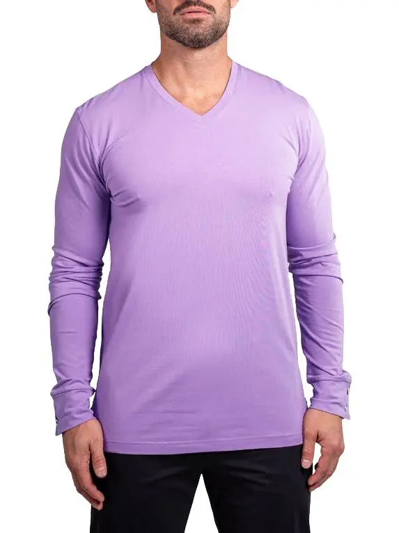 MACEOO Edison Ascension V-neck Long Sleeve T-shirt - Purple